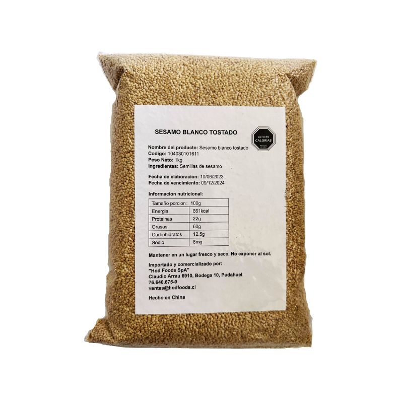 SESAMO BLANCO TOSTADO HOD FOODS BOLSA 1KG - Hod Foods